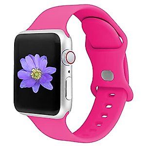 Cindgress Sport Bands Compatible with 41mm 38mm 40mm Apple Watch Bands for Women Men,Compatible with Soft Silicone Apple Watch Series 6 Bands for Women Men Series SE 9 8 7 6 5 4 3 2 1 S/M Hot Pink