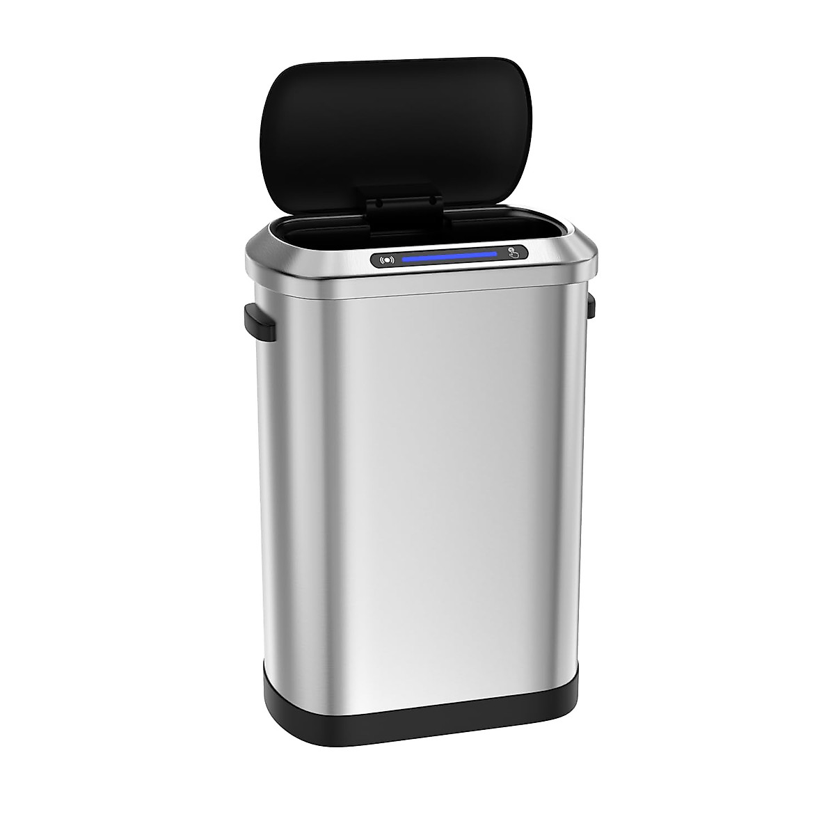pouseayar 13Gallon 50L Stainless Steel Smart Trash Can with Motion Sensor Super Quiet Lid and 30 Garbage Bags, Perfect for Kitchen, Home, Office - Silver