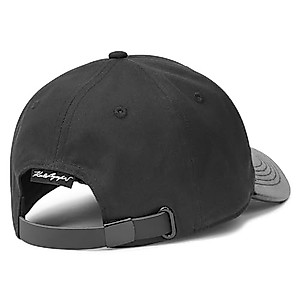 Karl Lagerfeld Paris Men's Leather Brim Metal Logo Cap, Black_Crest