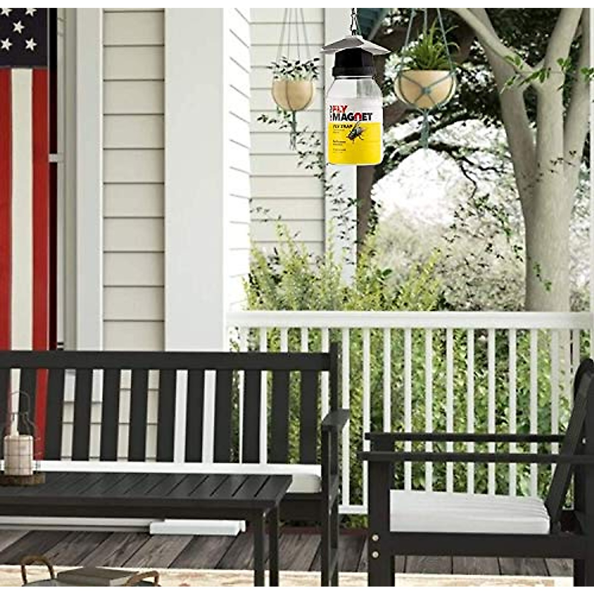 SEWANTA Victor M380 [Set of 2] Reusable Outdoor Fly Traps 32 oz - Fly Magnet Bait Trap - Made in USA - Bundled with 2 Bait Cebo and 2 Hanging Chains