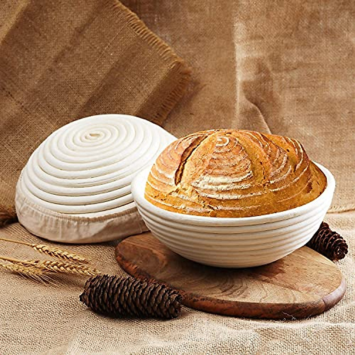 Bread Banneton Proofing Basket 9inch: Round Sourdough Proofing Basket for Artisan Bread Making for Professional and Home Bakers Set of 2