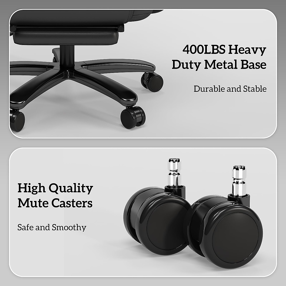 GYI Big and Tall Office Chair 400LBS with Wide Seat and Arms, 160° Reclining Office Chair with Footrest, Comfortable Executive Office Desk Chair High Back, Computer Chair Home Office