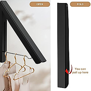 HOME RIGHT Clothes Drying Rack Folding with 32" Rod, Wall Mounted Drying Racks for Laundry, Foldable Laundry Dryer Hanger, Collapsible Clothing Rack for Laundry Room, Black