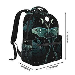Juoritu Moth Plant Moon Backpacks, Laptop Backpacks Fit 15.6 Inch Laptop Notebook for Travel/Work/Gifts, Lightweight Bookbags for Men and Women