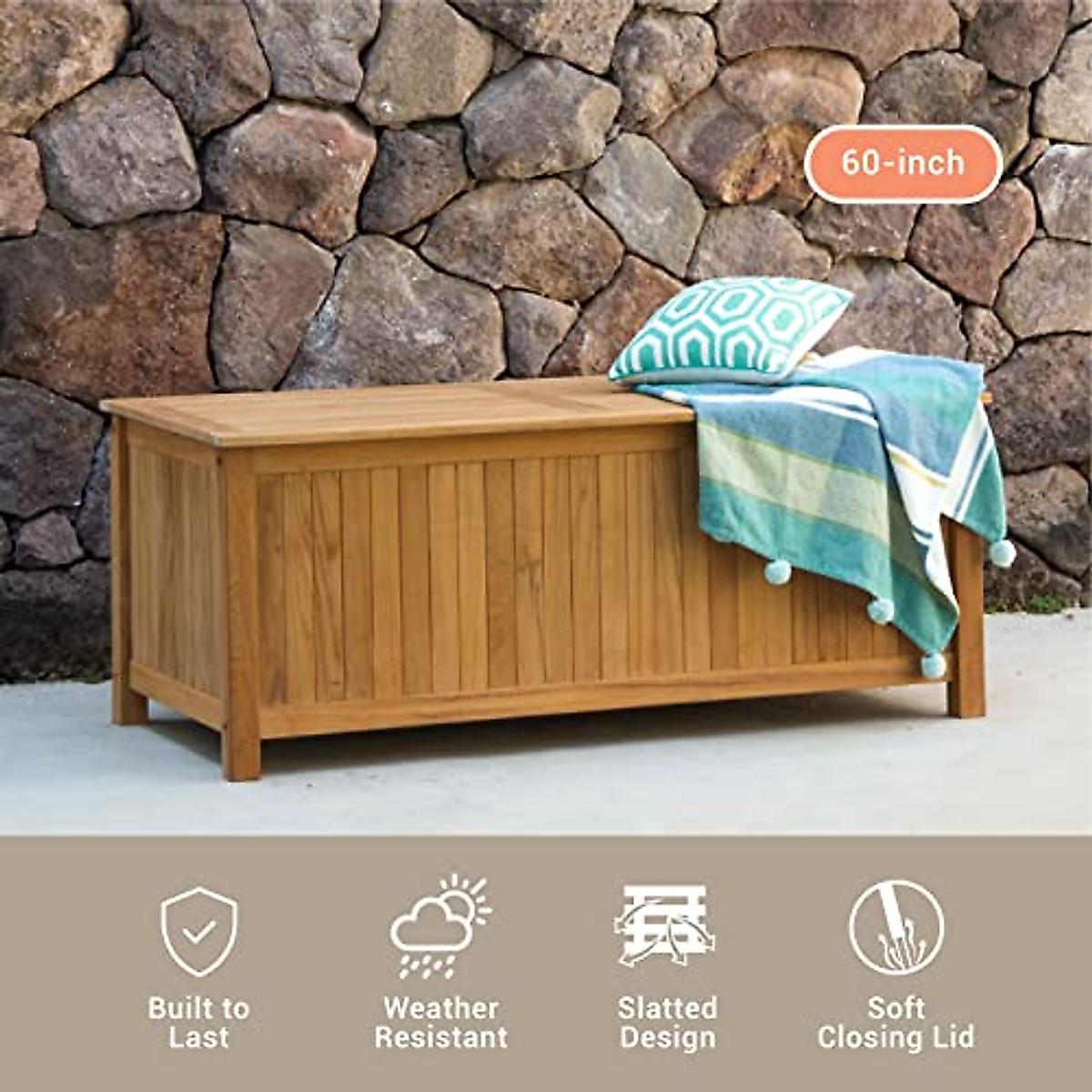 Cambridge Casual Arie Superior Indonesian Teak Storage Box, 60-Inch