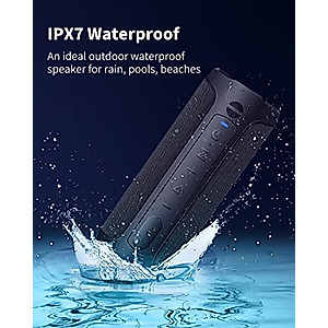 AUKTECH Bluetooth Speakers - Portable Bluetooth Speakers Wireless(100FT) with 20W Loud Stereo Sound, Deeper Bass, RGB Lights, IPX7 Waterproof, Handsfree Mic, 24H Playtime for Home Party Outdoors