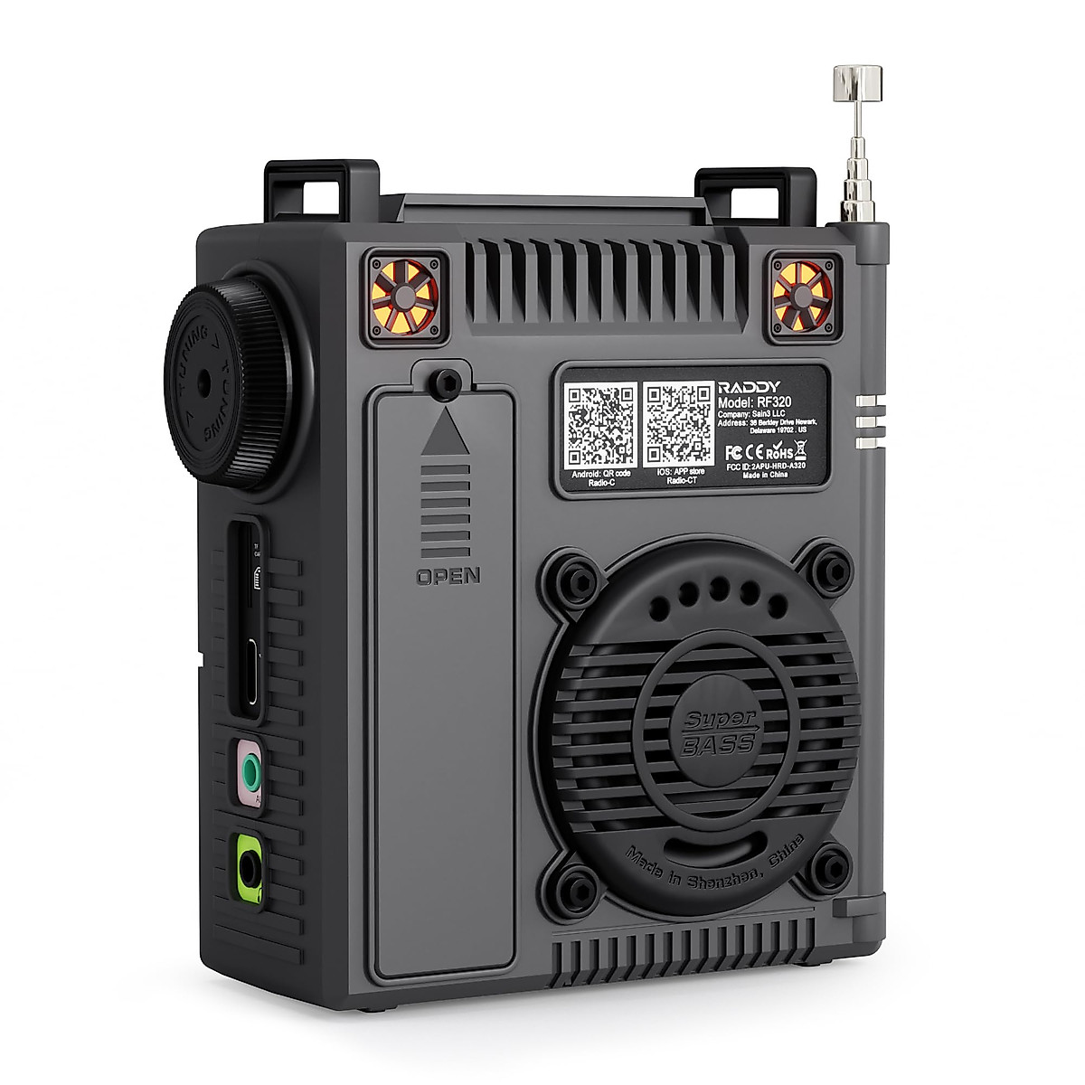 Raddy RF320 APP Control Shortwave Radio, AIR/FM/AM/VHF/SW/WB Receiver, Portable Radio Rechargeable w/ 9.85 Ft Wire Antenna