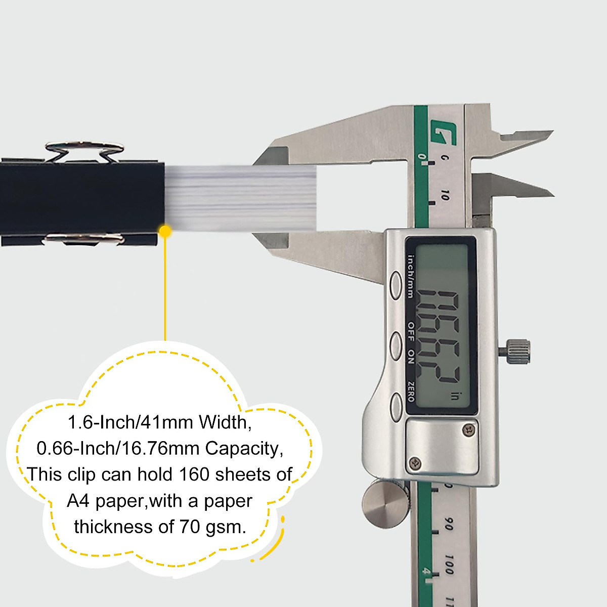 DSTELIN Large Binder Clips 1.6Inch (24 Pack), Big Paper Clamps Clips for Office Supplies, 1.6Inch/41mm Width, 0.7Inch/18mm Capacity, Black