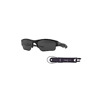 Oakley Flak Jacket XLJ OO9009 11-004 63MM Matte Black/Grey Rectangular Sunglasses for Men + BUNDLE Accessory Leash Kit + BUNDLE with Designer iWear Eyewear Kit