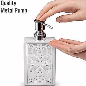 Creative Scents White Bathroom Accessories Set Complete - 6 Piece Bathroom Set Includes: Soap Dispenser, Toothbrush Holder, Tumbler Cup, Soap Dish, Tissue Cover, and Wastebasket Mirror Janette Style