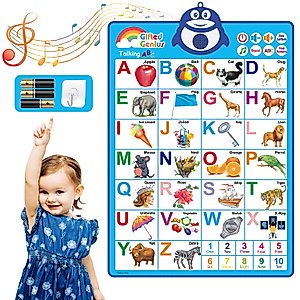 Gifted Genius Electronic Interactive Alphabet Wall Chart, Talking ABC & 123s & Music Poster, Best Educational Toy for Toddler. Kids Fun Learning at Daycare, Preschool, Kindergarten for Boys & Girls