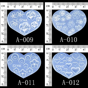 HELYZQ 28Pcs Mini Nail Art Silicone Mold Leaves Flower Animals Template Resin Molds Kit