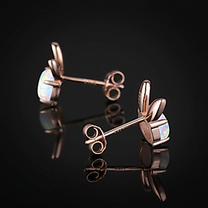 Rabbit Stud Earrings 925 Sterling Silver Hypoallergenic Bunny Earrings Tiny Small Earrings Minimalist Jewelry Cute Animal Studs Gift for Women Synthetic Opal Studs