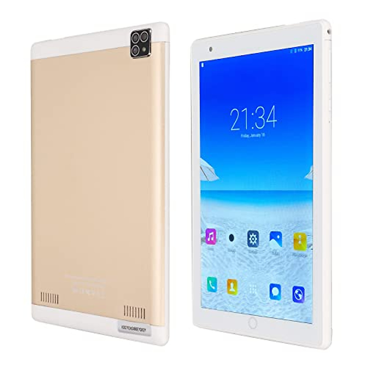 Soraz Tablet, Alloy Glass Portable Tablet 4GB 64GB Dual SIM Mode High Pixels for Outdoor for Indoor for Travel (Gold)