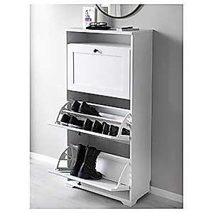 IKEA Brusali Shoe Cabinet With 3 Compartments, White