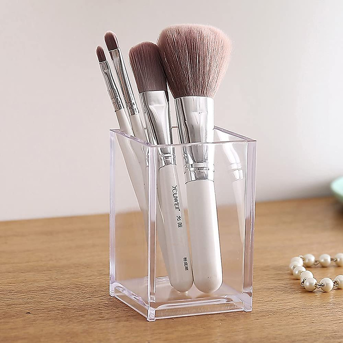 2 Pack Clear Acrylic Pencil Pen Holder Cup, Makeup Brush Holder Acrylic Desk Accessories