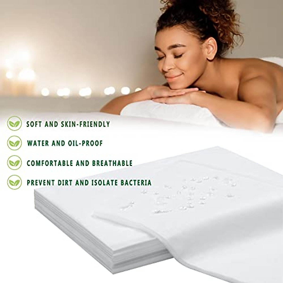 50 Pcs Disposable Bed Sheets 31" x 71" Massage Table Sheets Non Woven Fabric SPA Bed Cover Breathable for Massage Beauty Tattoos(White)
