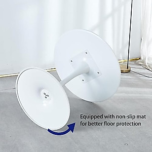 Rabsyung 42" Round White Tulip Table Mid-Century Dining Table with Round MDF Table Top, Pedestal Dining Table, Leisure Coffee Table