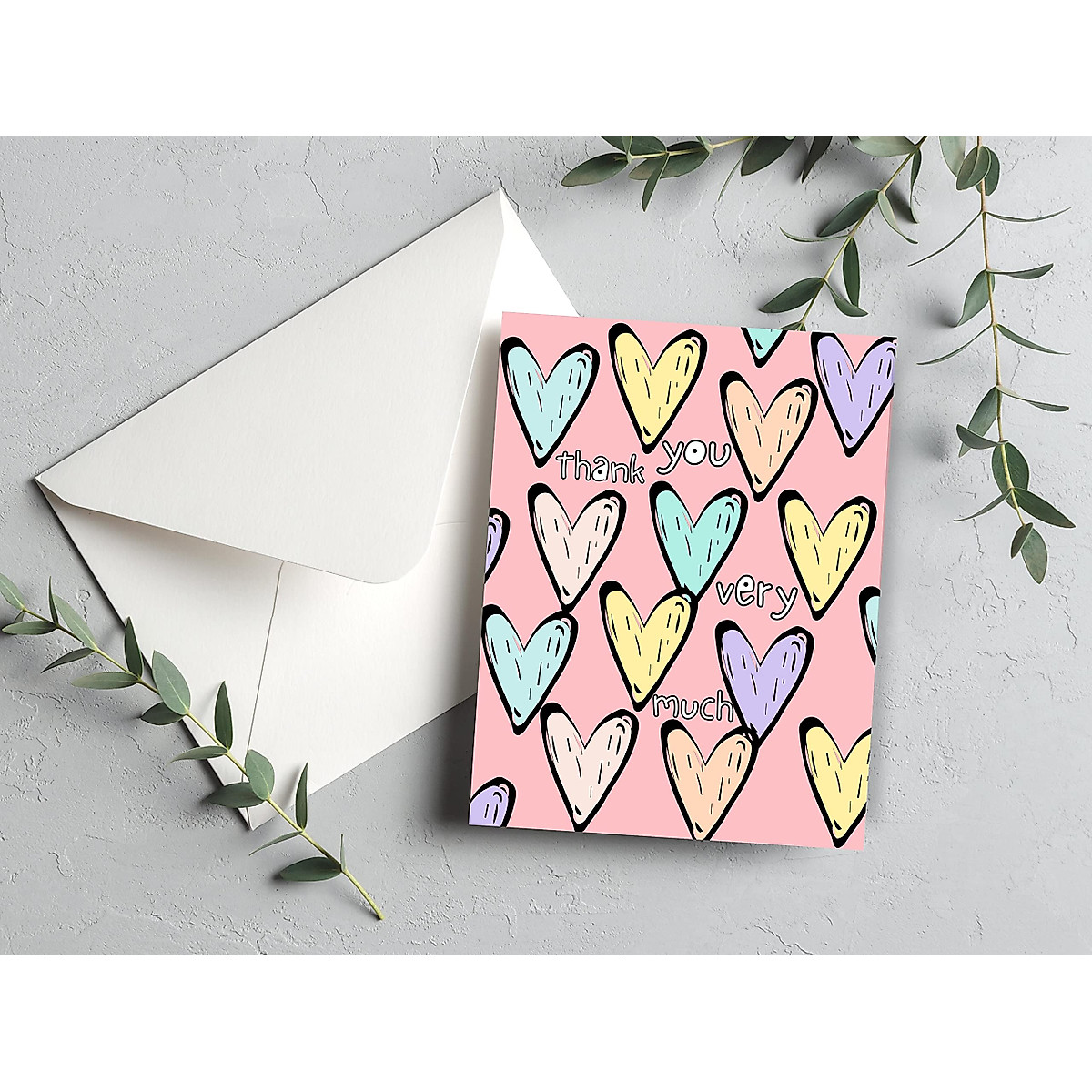 20 Pcs Cute Thank You Cards With Envelopes For Kids, Teens And Adults Colorful Tank You Notes Cards Blank Inside For All Occasions, Girls Birthday, Baby Shower, Party, Small Business, Sweet 16, With Stickers and Envelopes, 4.25x5.5