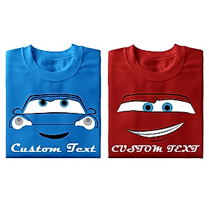 Car Faces Outline T-Shirt Funny Big Face Family Matching Shirt McQueen Custom Birthday Shirts Adventure Vacation Matching Cousins Cars Shirt