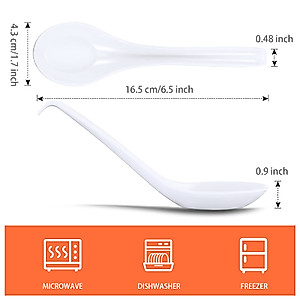 Hoolerry 50 Pieces Chinese Soup Spoons Bulk Asian Soup Spoons Melamine Ramen Spoons Colorful Japanese Soup Spoon for Wonton Pho Miso Ramen Rice Noodle, 5 Colors