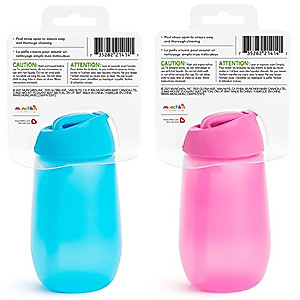 Munchkin® Simple Clean™ Toddler Straw Cup, 10 Ounce, 2 Pack, Pink/Blue