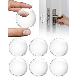 Door Stoppers Wall Protector,6Pcs Wall Door Knob Protector, Door Bumper Self Adhesive, Reusable Soft Rubber Bumper, Wall Protectors from Door Knobs, Quiet and Shock Absorbent Door Stops (Clear)