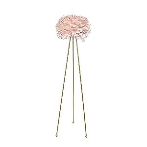 Maxax Feather Floor Lamp, Tripod Floor Lamp with Pink Feather Shade, Standing Light for Bedrooms/Dining Room/Living Room/Kitchen,Gold Classic