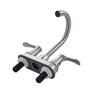 Comllen 2 Handle 4 Inch Brushed Nickel Bathroom Faucet, Modern Camper Centerset Vanity Faucet Brushed Nickel Stainless Steel RV Lavatory Bathroom Sink Faucets 3 Hole