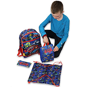 Nickelodeon Blaze and the Monster Machines Boys 16" Backpack 5 piece School Set (One Size, Blue)