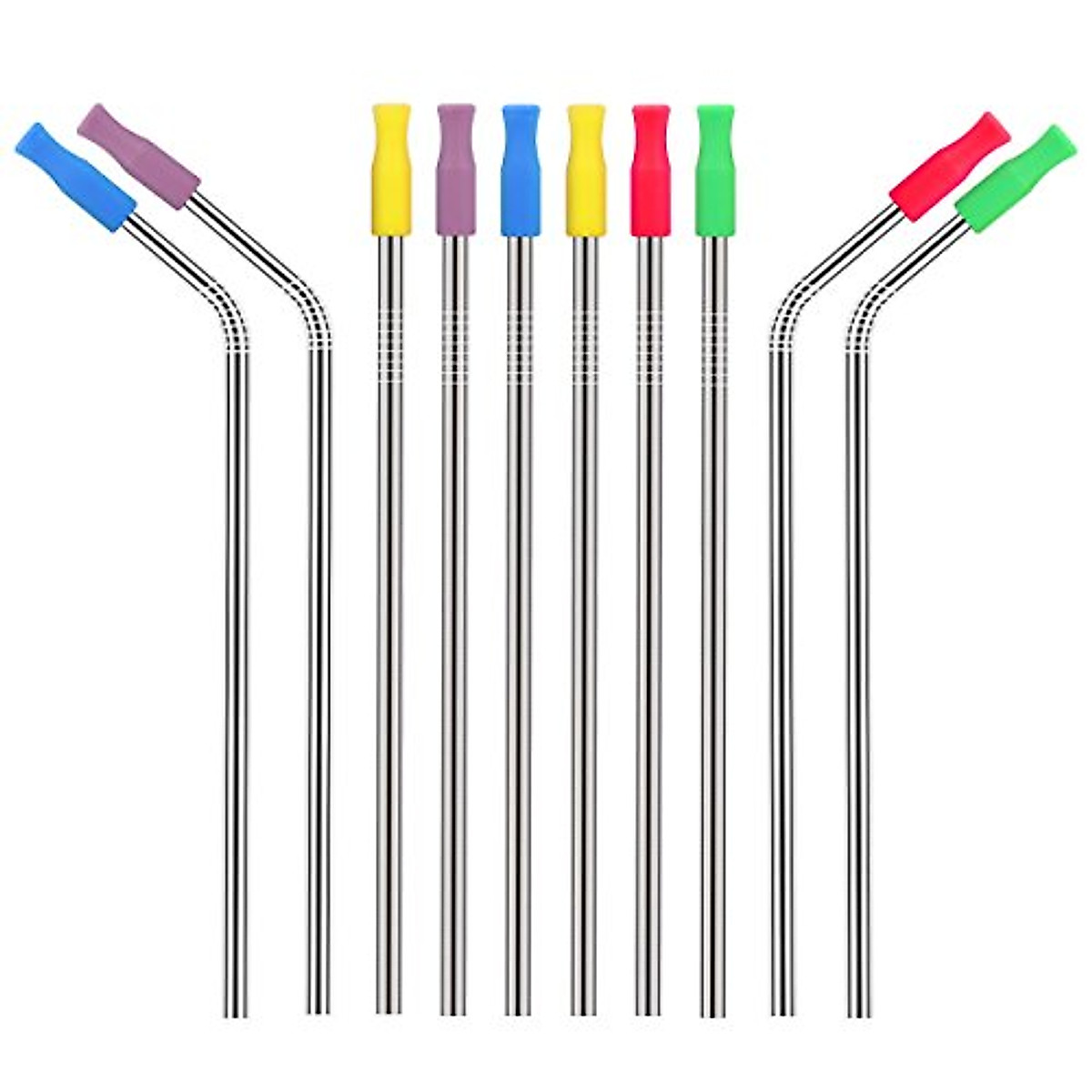 12PCS Silicone Straw Tips, Multicolored Food Grade Straws Tips Covers Only Fit for 1/4 Inch Wide(6MM Outdiameter) Stainless Steel Straws-Multicolor