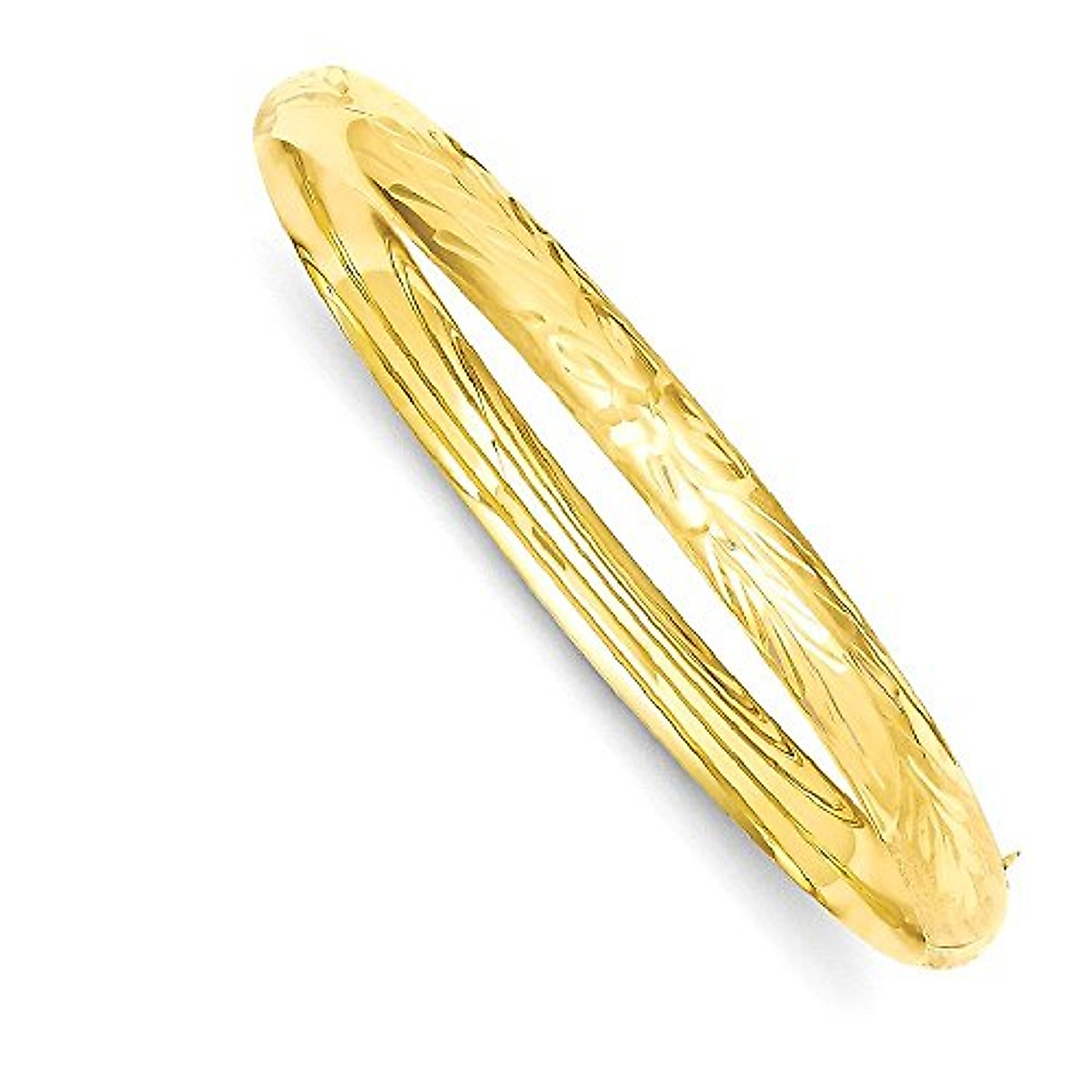 IceCarats 14K Yellow Gold 6.35mm Florentine Hinged Bangle Bracelet