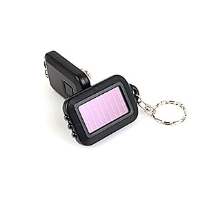 Jackie 2 Pcs Emergency 3 LED Torch Flashlight Key Fob Solar Energy Power Keychain Lamp Light - Black