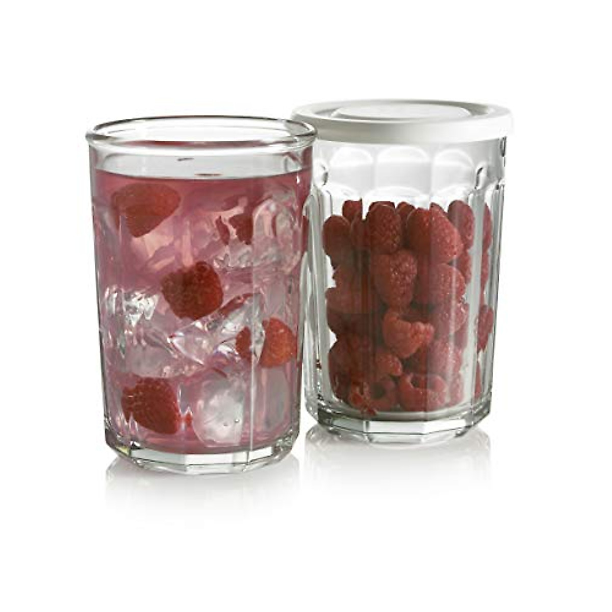 Luminarc Arc International Working Glass Storage Jar/Cooler with White Lid, 21-Ounce, Set of 4