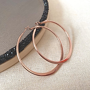 Hoops Earrings, Fashion Jewelry Big Rose Gold Plated Hoop Earrings for Women Gifts