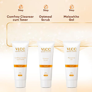 VLCC Natural Anti Tan Facial Kit - Single Use | Salon Like Facial at Home in Just 6-Steps | Includes Cleanser, Scrub, Cream, Face Pack & Moisturizing Gels | 2.12 Oz/60g