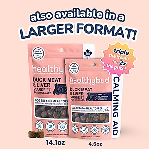 healthybud Calming Aid Supplement, Natural Duck Dog Treats & Toppers for Stress Relief - Dog Separation Anxiety, Stress Reduction, Aggression Relief - Support Calm, Immunity Health (4.6 Ounces)