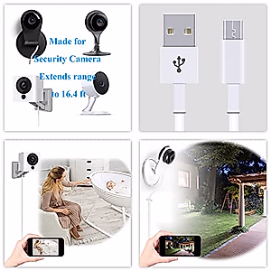 FASTSNAIL 16.4FT Power Extension Cable for WyzeCam/WyzeCam V3/ WyzeCam Pan/Wyze Cam Pan V2/ KasaCam/NestCam Indoor/Yi Cam,USB to Micro USB Charging and Data Sync Cord 2 Pack