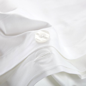 Bicolore Collection Duvet Covers Set 3 Pieces Do Not Include Filling ClassIC European 100% Egyptian Cotton Sateen Luxury 400 Thread Count Frame Patchwork Manufacturing(White/Beige,King)