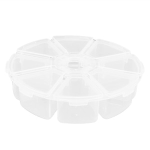 Agatige 8 Grids Storage Jewelry Box, Plastic Material Round Storage Containers Craft Storage for Hand‑Made Loose Beads