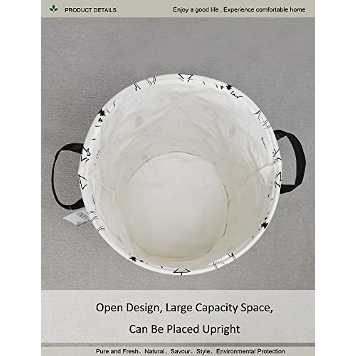 ONOEV Round Fabric Storage Bin,Decorative Basket,Organizer Basket with Handles,for Clothes Storage,books and sundries(Forest deer), 19.7inch(H) x 15.7inch(D)