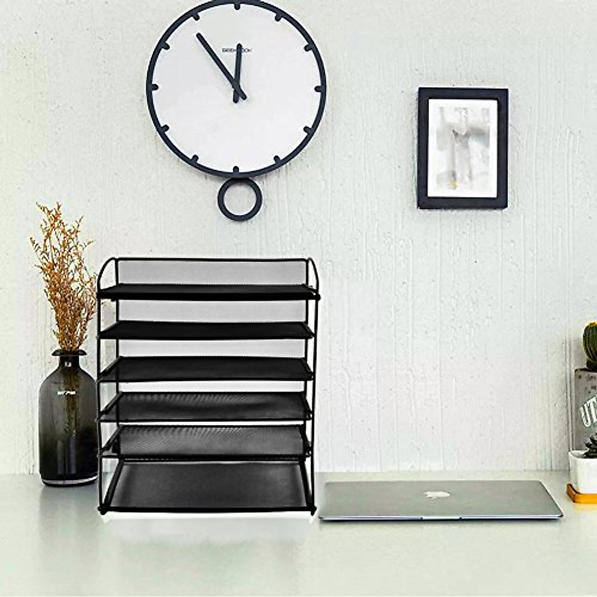 Easepres 6-Tier Mesh Desktop File Organizer Document Letter Tray Holder for Office or Home, Black