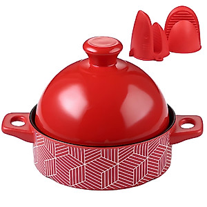 Xgxoz Ceramic Tajine Cooking Pot Ceramic Pots, Tajine Cooking Pot with Lid, Stew Casserole Slow Cooker for Home Kitchen