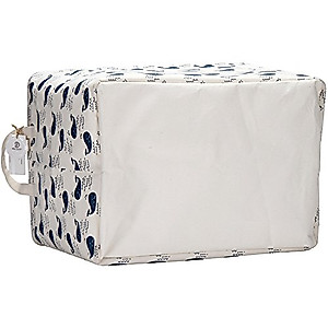 Sea Team 16.5" x 11.8" x 9.8" Square Natural Linen & Cotton Fabric Storage Bins Shelves Storage Baskets Organizers for Nursery & Kid's Room (Whale)