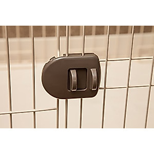 IRIS USA Medium Portable Wire Animal Cage, Easy Assembly Wire Dog Crate Animal House with Removable Casters and Top Access, Almond/Brown