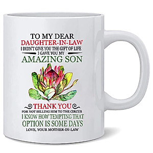 Kwieema Daughter- In- Law Coffee Mug To My Dear Daughter In Law I Gave You My Amazing Son Presents from Mother-In-Law Mugs Birthday Ceramic Cup 11oz …