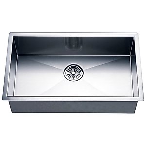 Dawn DSQ241609 Undermount Single Bowl Square Sink, Polished Satin