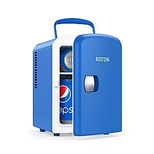 AstroAI Mini Fridge, 4 Liter/6 Can AC/DC Portable Thermoelectric Cooler Refrigerators for Skincare, Beverage, Food, Home, Office and Car, ETL Listed (Blue)