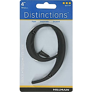 Distinctions 843149 Black Flush-Mount 4-Inch House Number 9