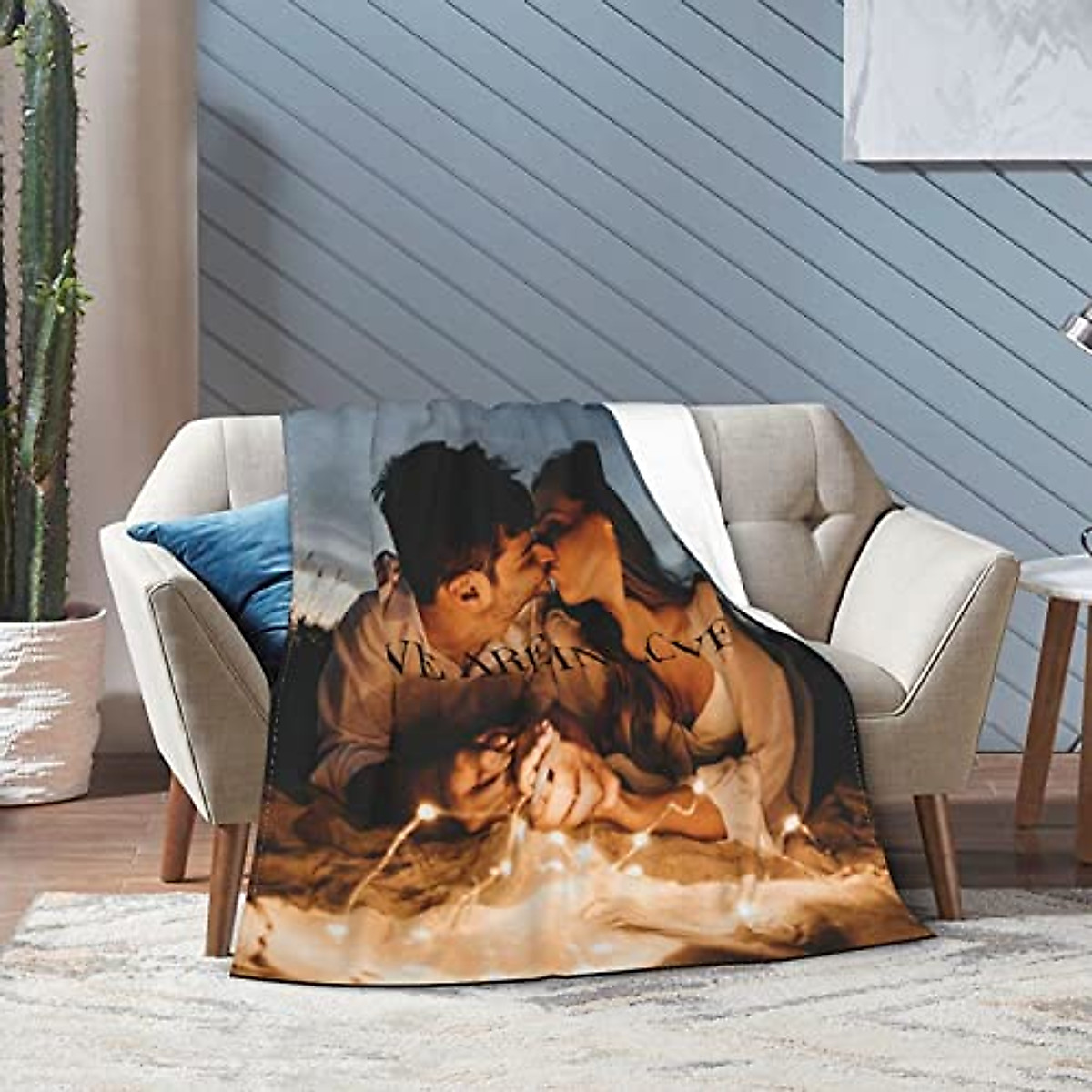 SCOCICI Custom Blanket,Personalized Bed Throw Blanket with Photos Text,Customized Blankets with Photos Words Collage,Customized Blankets for Family Wedding Birthday Gift,1 Photo Collage,36"X28"